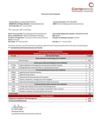 Transcript of Unit Standards Itumeleng Moitse | PDF
