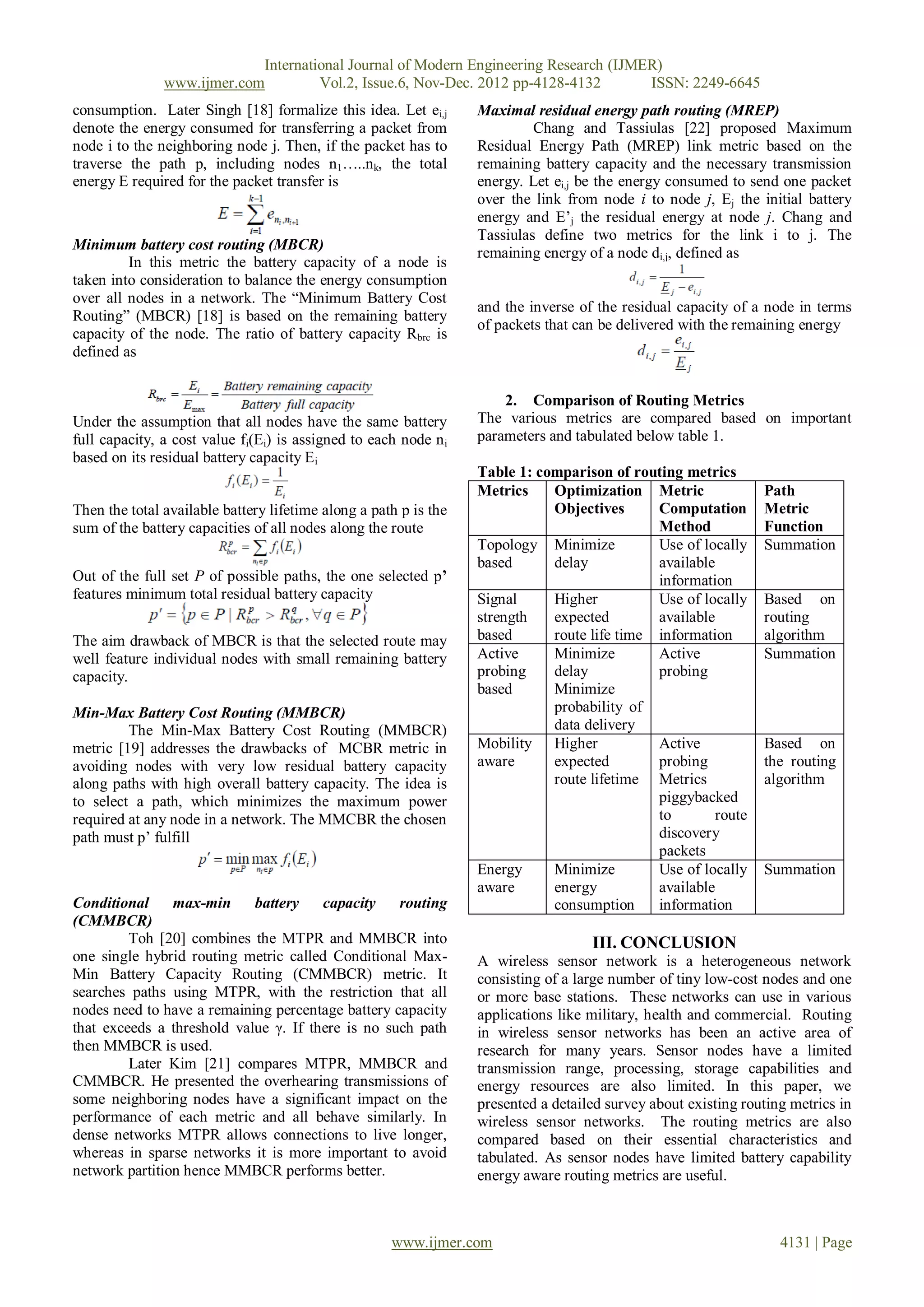 Performance Analysis of Routing Metrics for Wireless Sensor Networks | PDF | Internet of Things ...