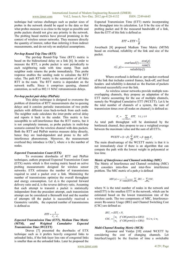 Performance Analysis of Routing Metrics for Wireless Sensor Networks | PDF | Internet of Things ...