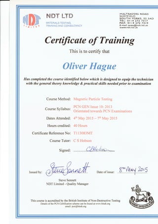 mpi cert of training | PDF