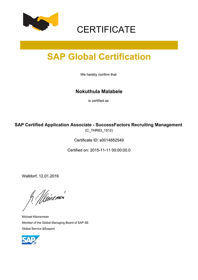 SAP Certified Application Associate-SuccessFactors Recruitment ...