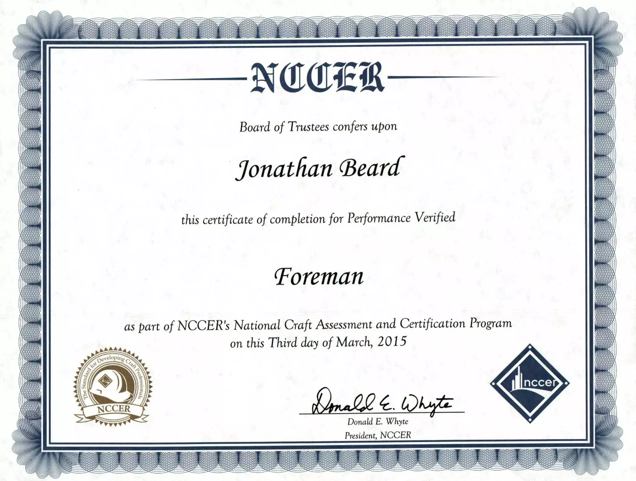 NCCER Foreman PV Certification | PDF