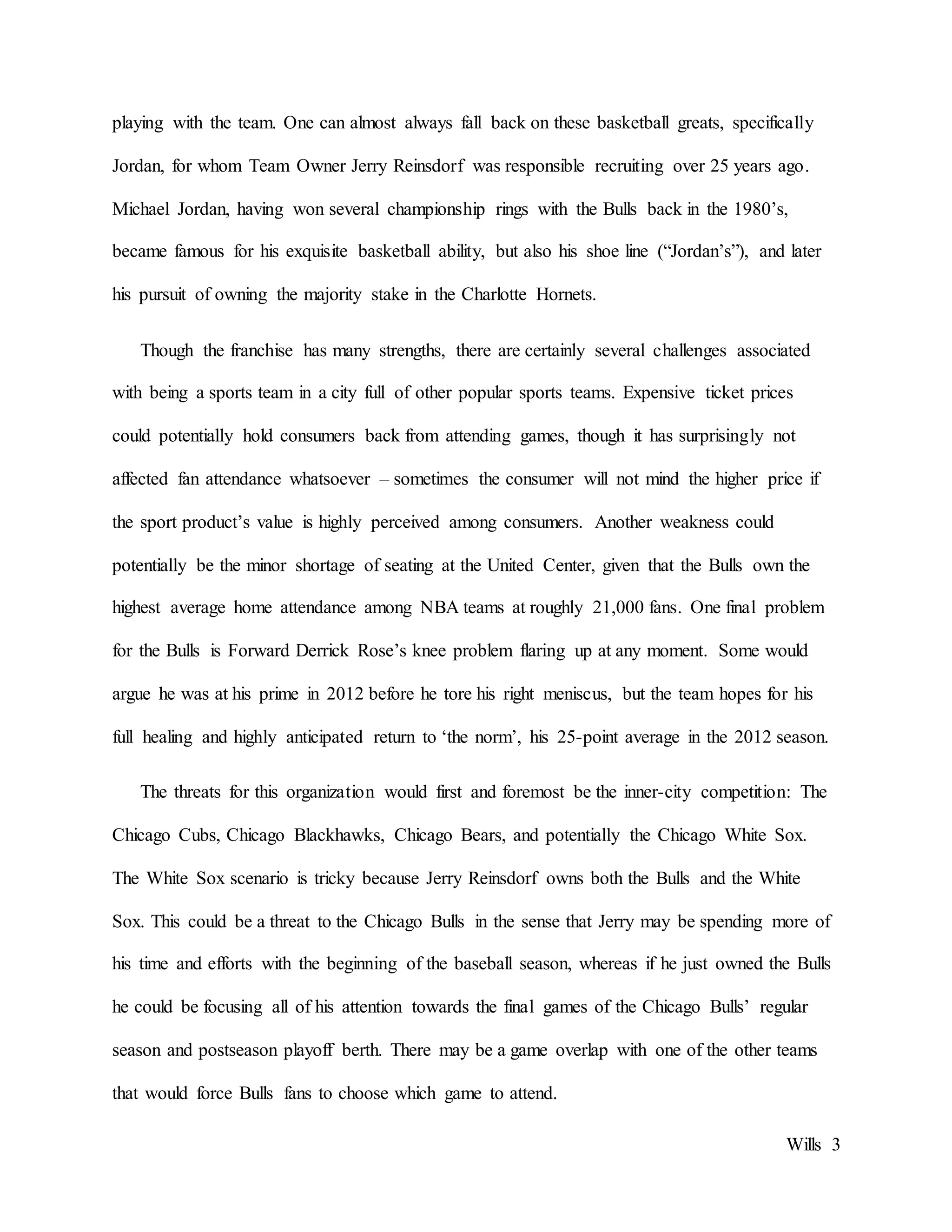 Marketing Analysis - Chicago Bulls | DOCX