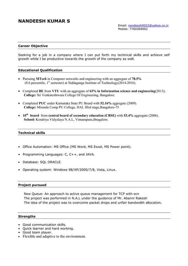 Nandeesh Resume | PDF | Technology & Computing