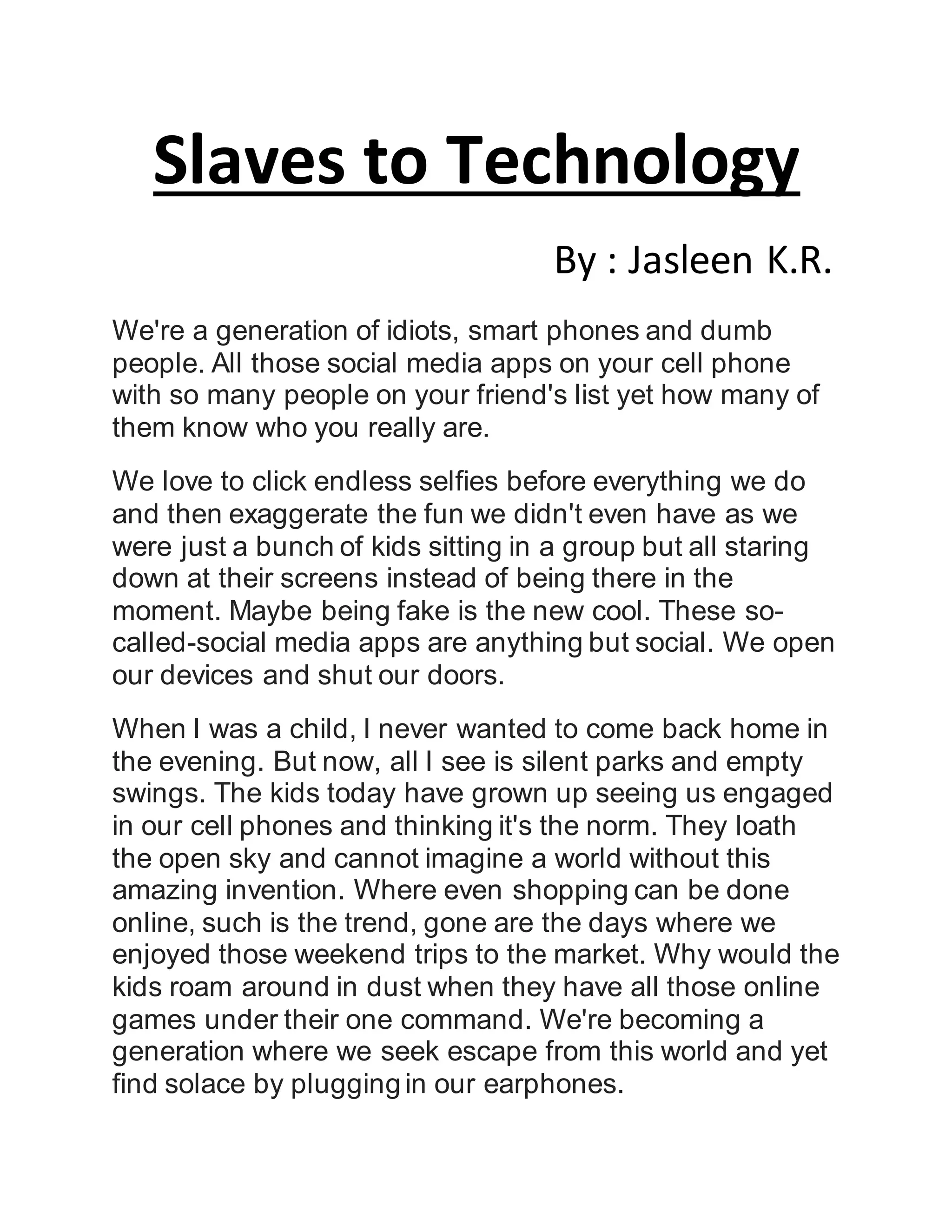 Slaves to Technology | DOCX