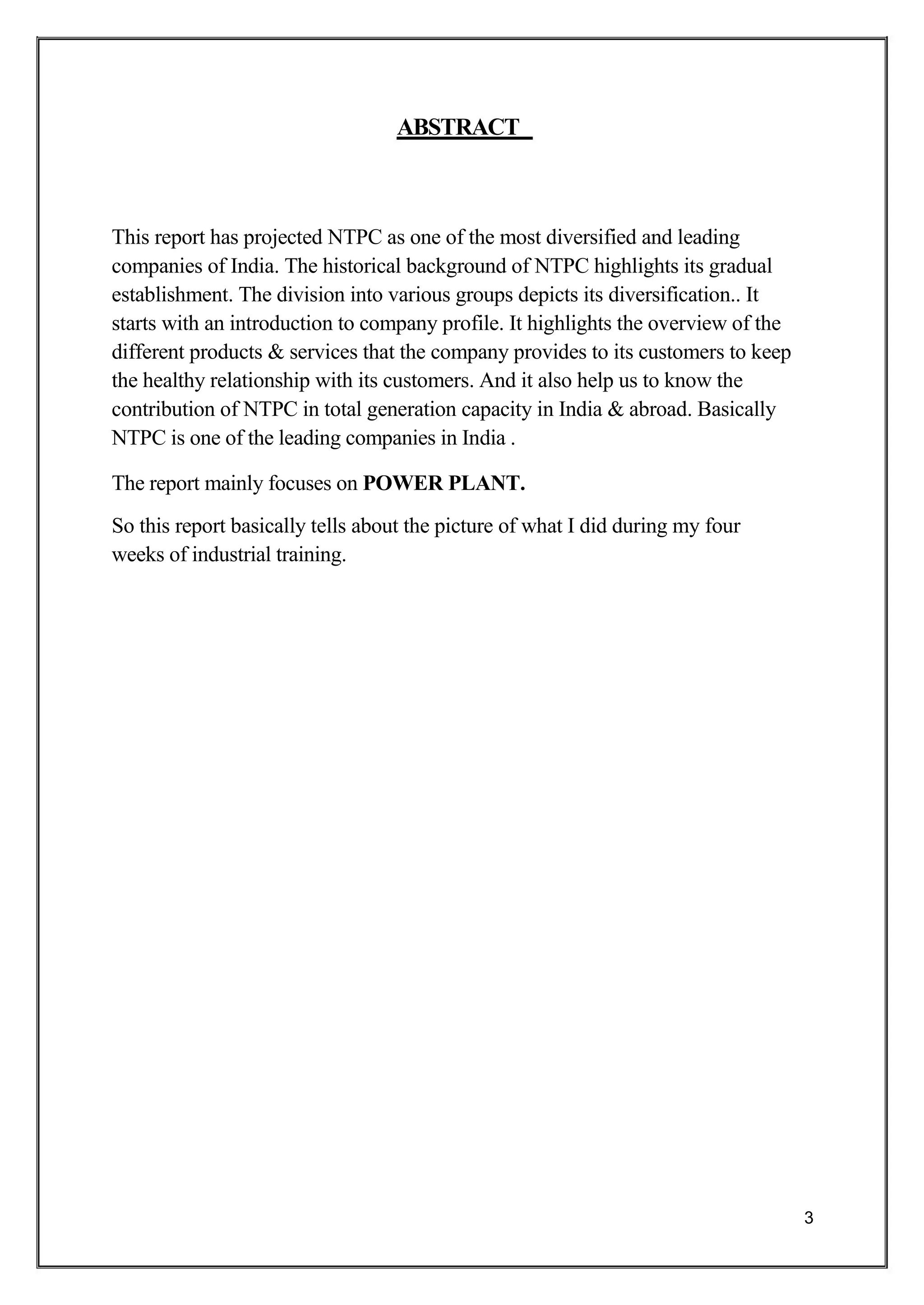 INTERNSHIP REPORT NTPC | PDF