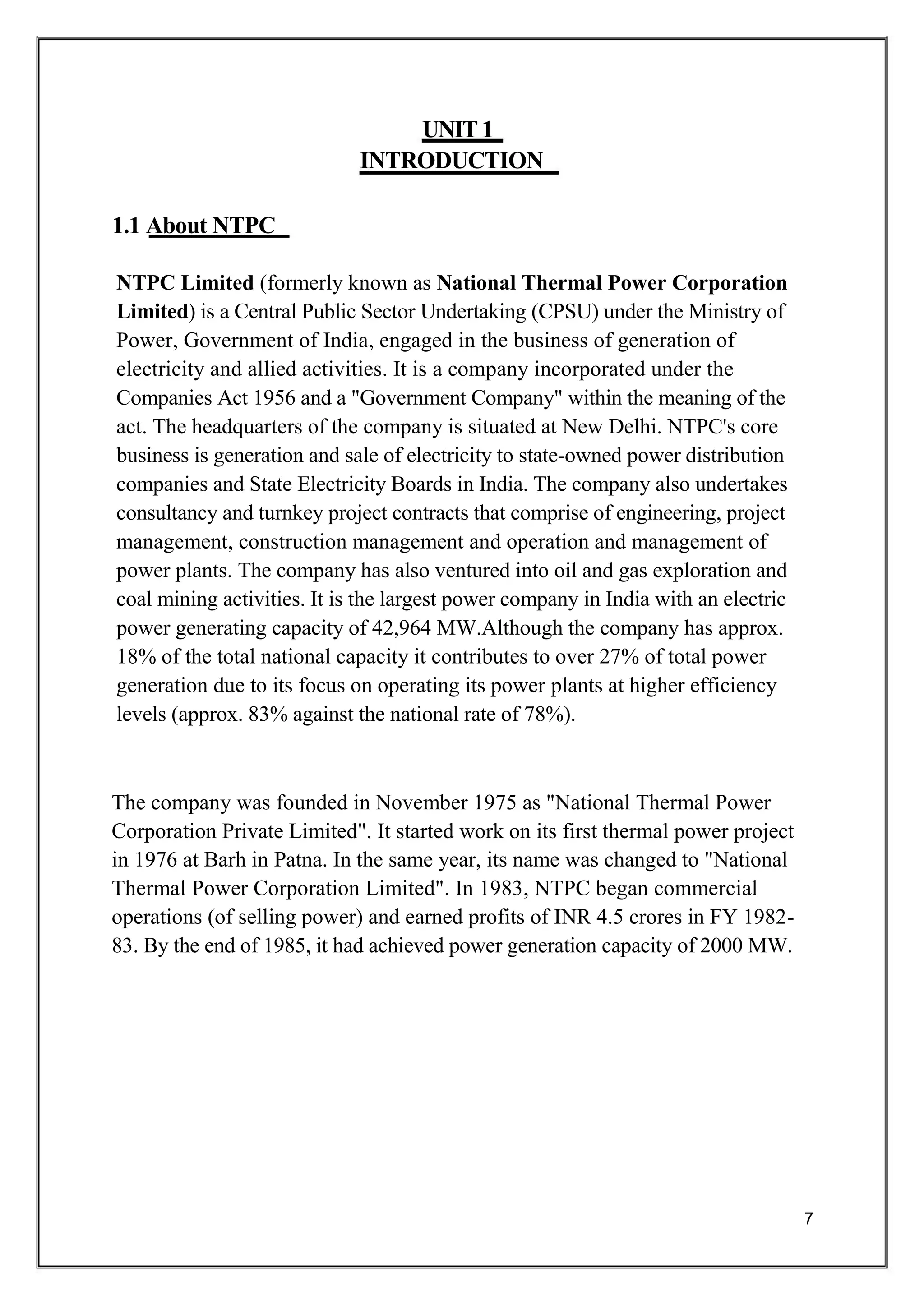 INTERNSHIP REPORT NTPC | PDF