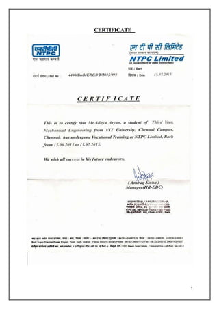 INTERNSHIP REPORT NTPC | PDF