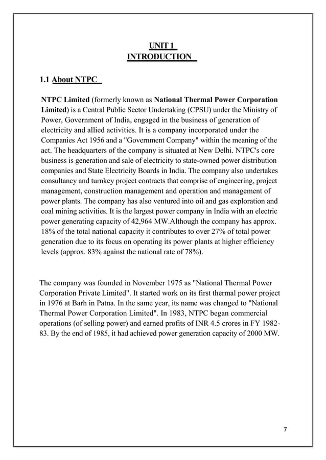 INTERNSHIP REPORT NTPC | PDF | Power and Energy Industry | Industries