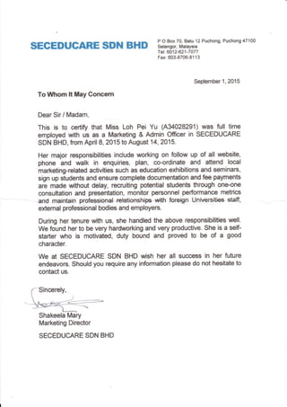 Reference Letter Education | PDF