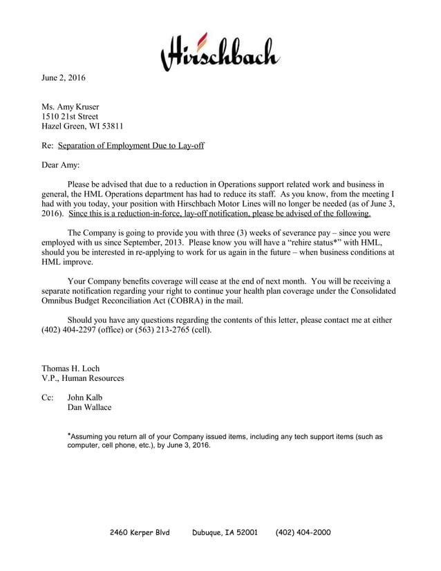 Tom Loch SeparationLetter | PDF