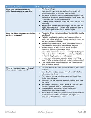 Sales Account Management - Job Shadow Report | PDF