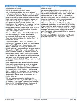 Sales Account Management - Job Shadow Report | PDF