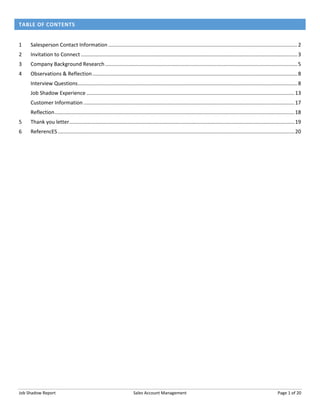 Sales Account Management - Job Shadow Report | PDF