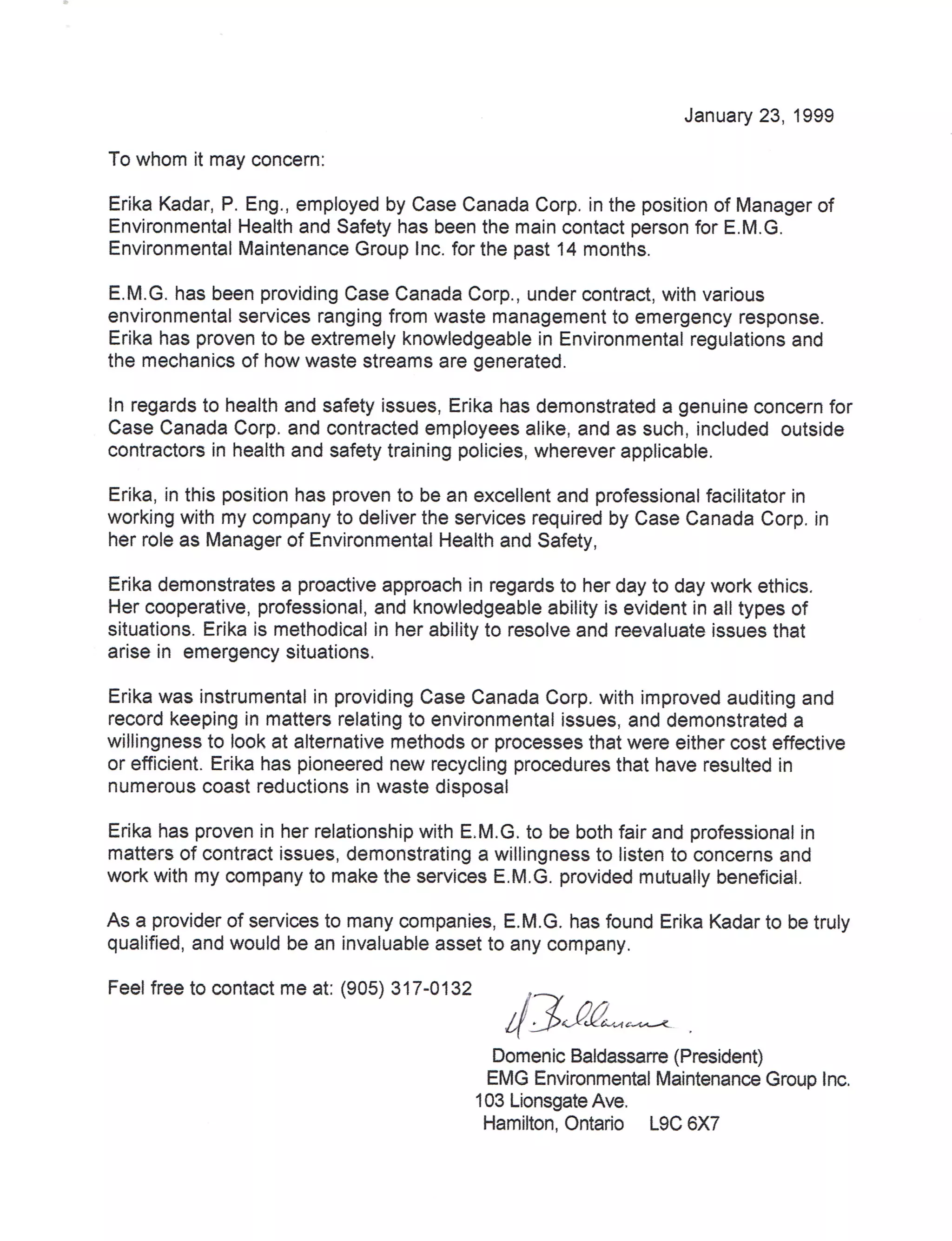 E.M.G. Environmental Maintenance Group Inc.-President | PDF