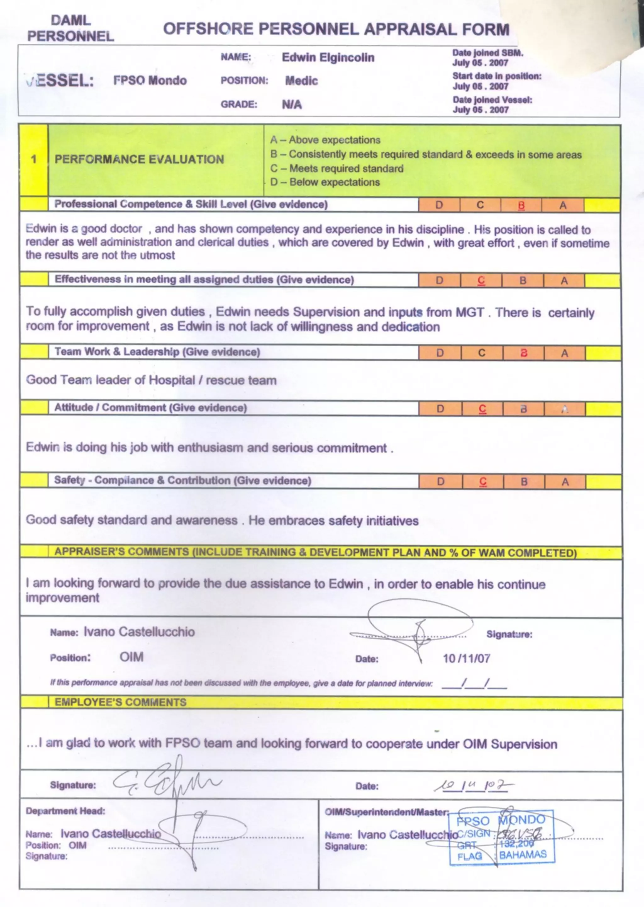 16. Appraisal form 2007 | PDF