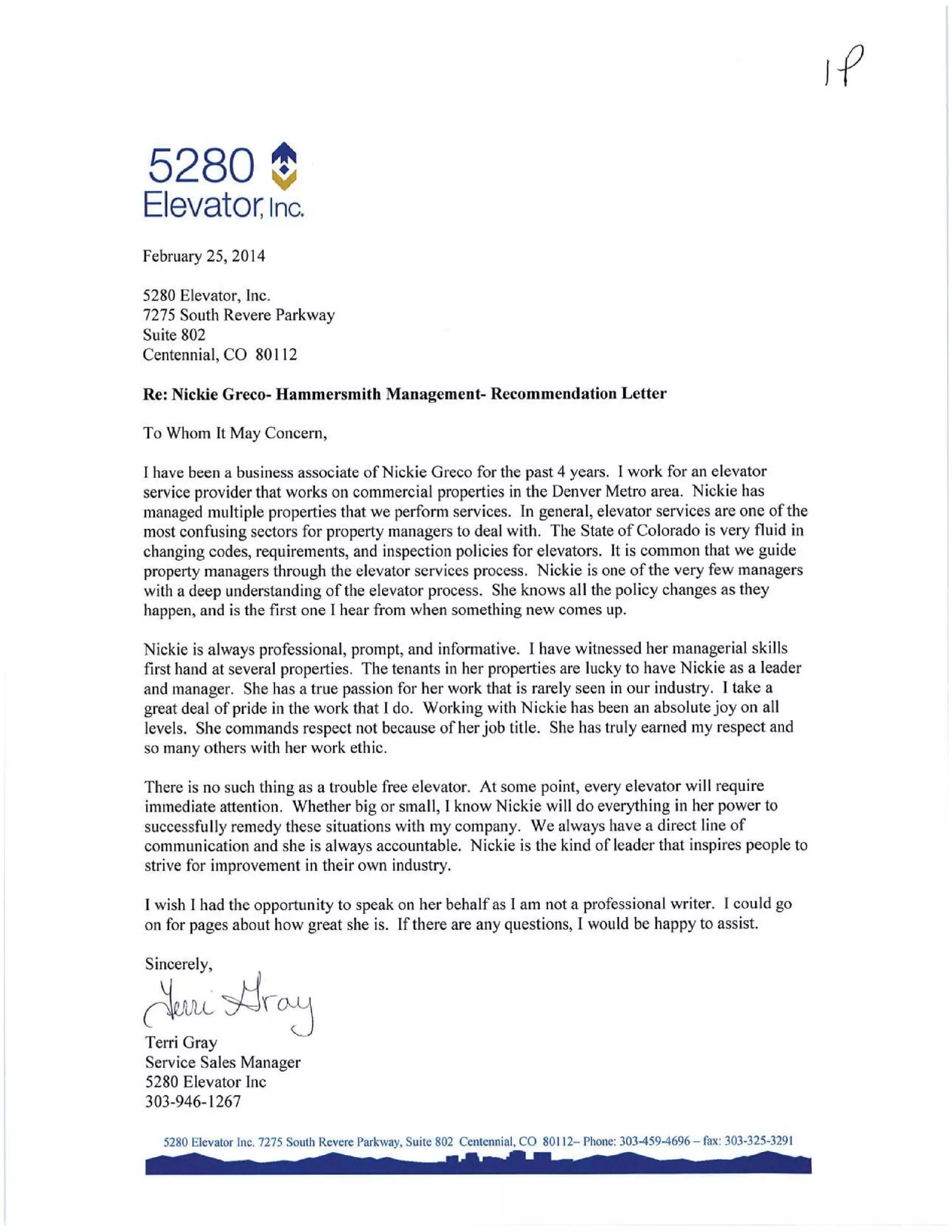 Terri Gray Recommendation Letter | PDF