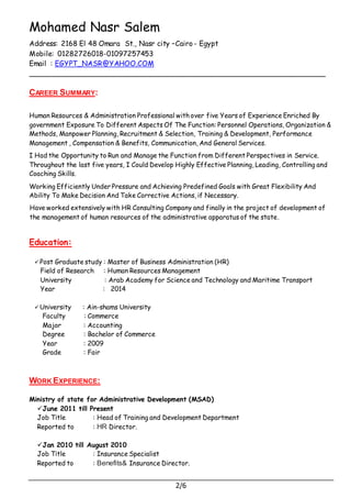 mohamed Nasr Resume | PDF