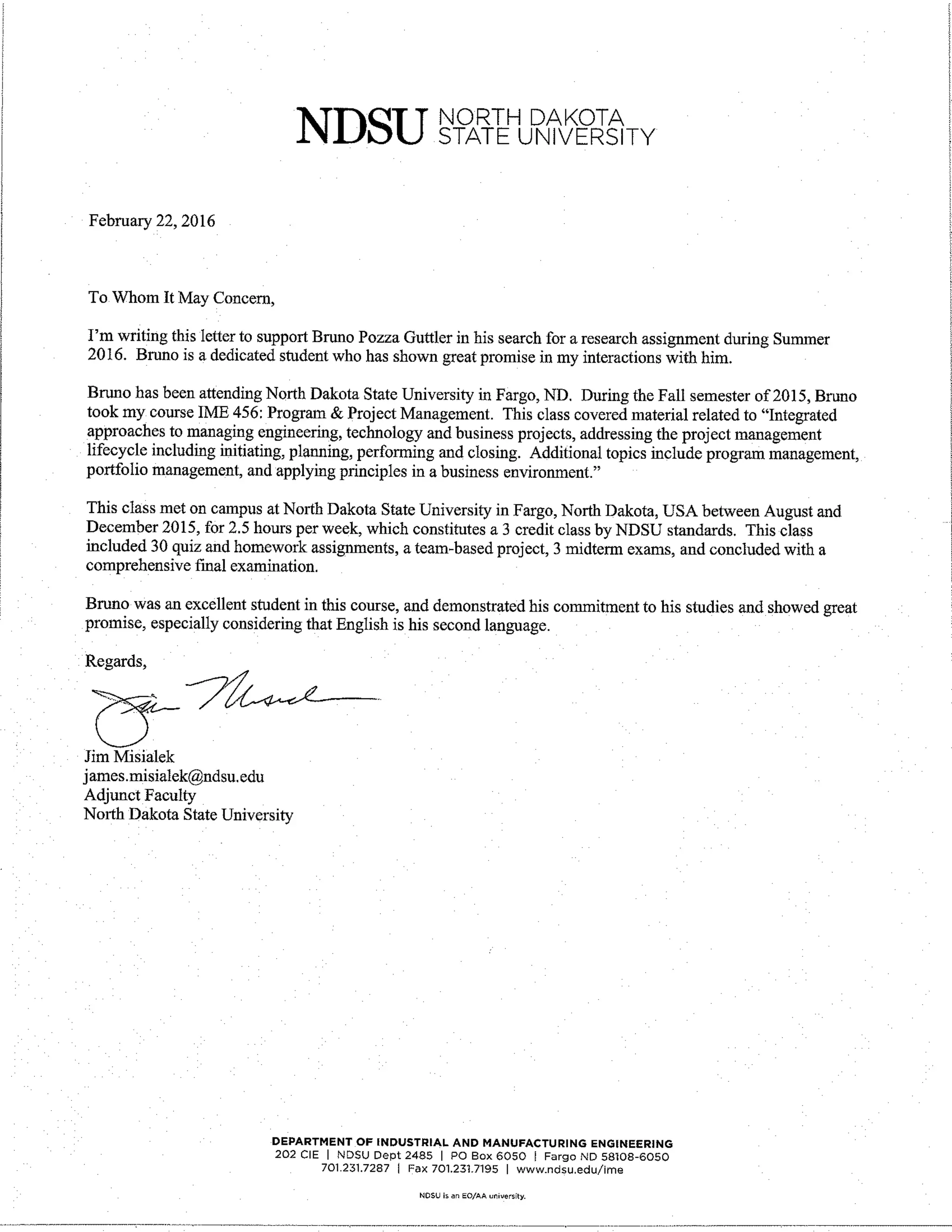 Letter of Support - Jim Misialek | PDF