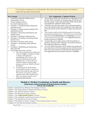Medical Clinical Administrative Professional Detail Instructional Plan ...