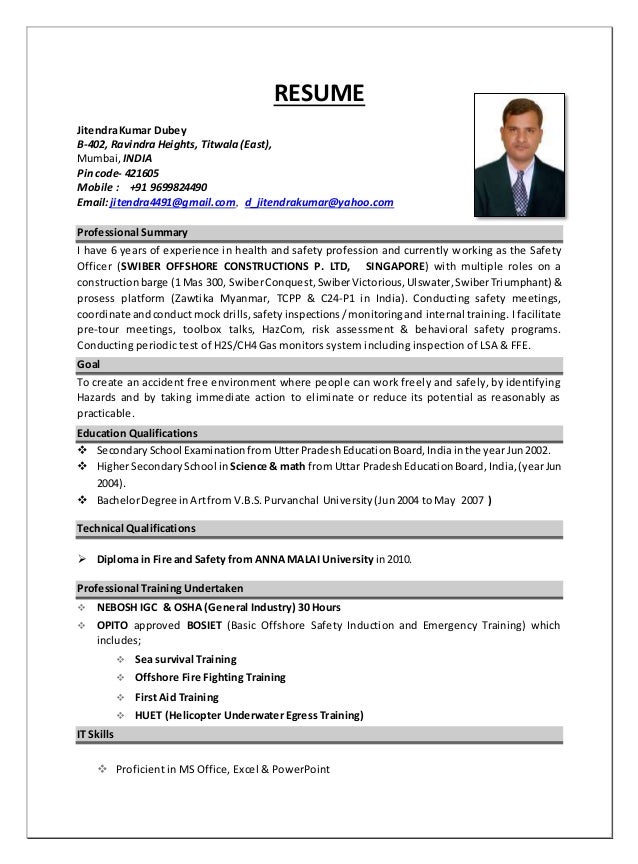 Resume HSE Officer (Jitendra dubey)