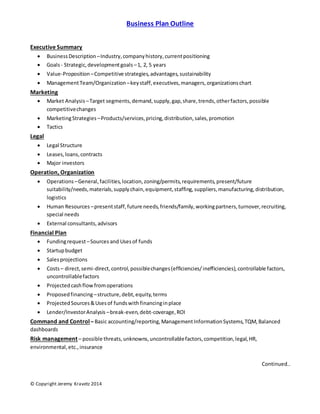 Business Plan Outline | PDF