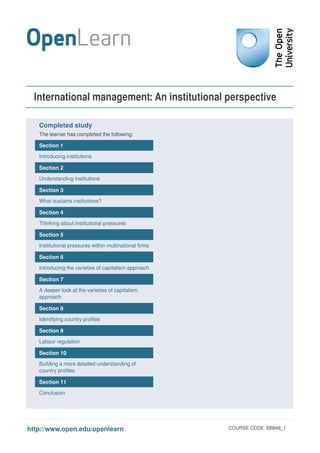 Bb848 1: International Management: An Institutional Perspective Statement | PDF
