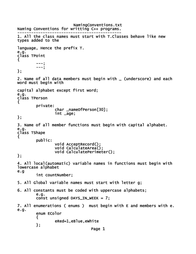 C++ Naming Conventions | PDF