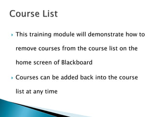 Remove Courses From the Course List | PPT