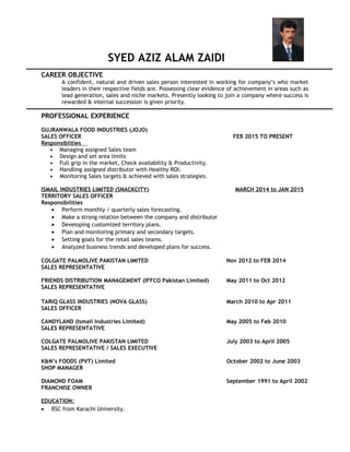 AZIZ ALAM CV, 23-3-16 | DOC