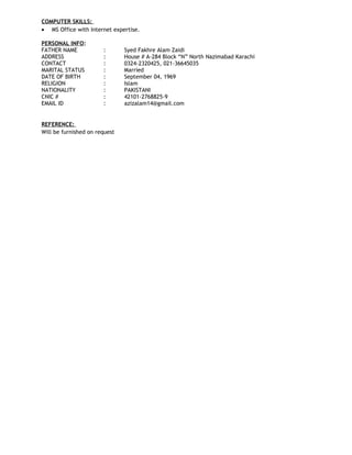 AZIZ ALAM CV, 23-3-16 | DOC