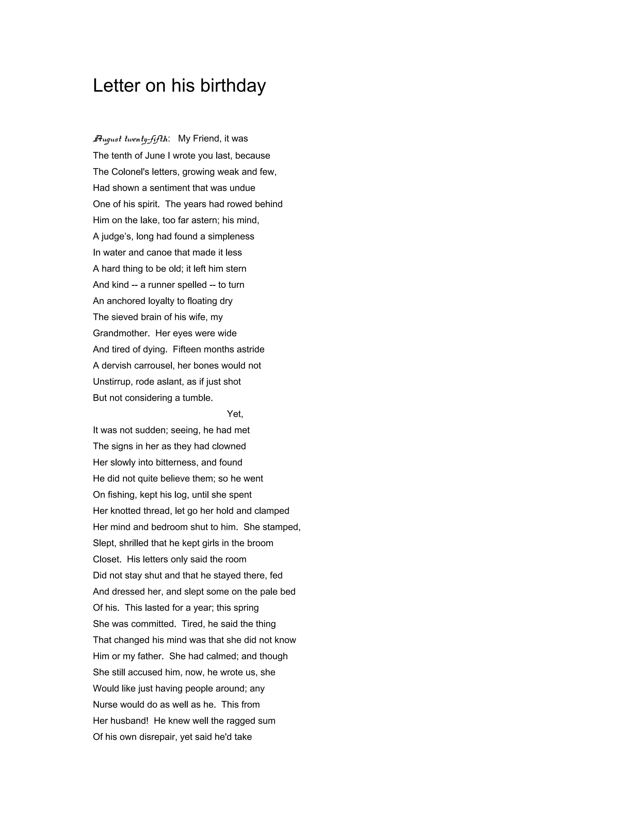 Letter on his birthday | DOC