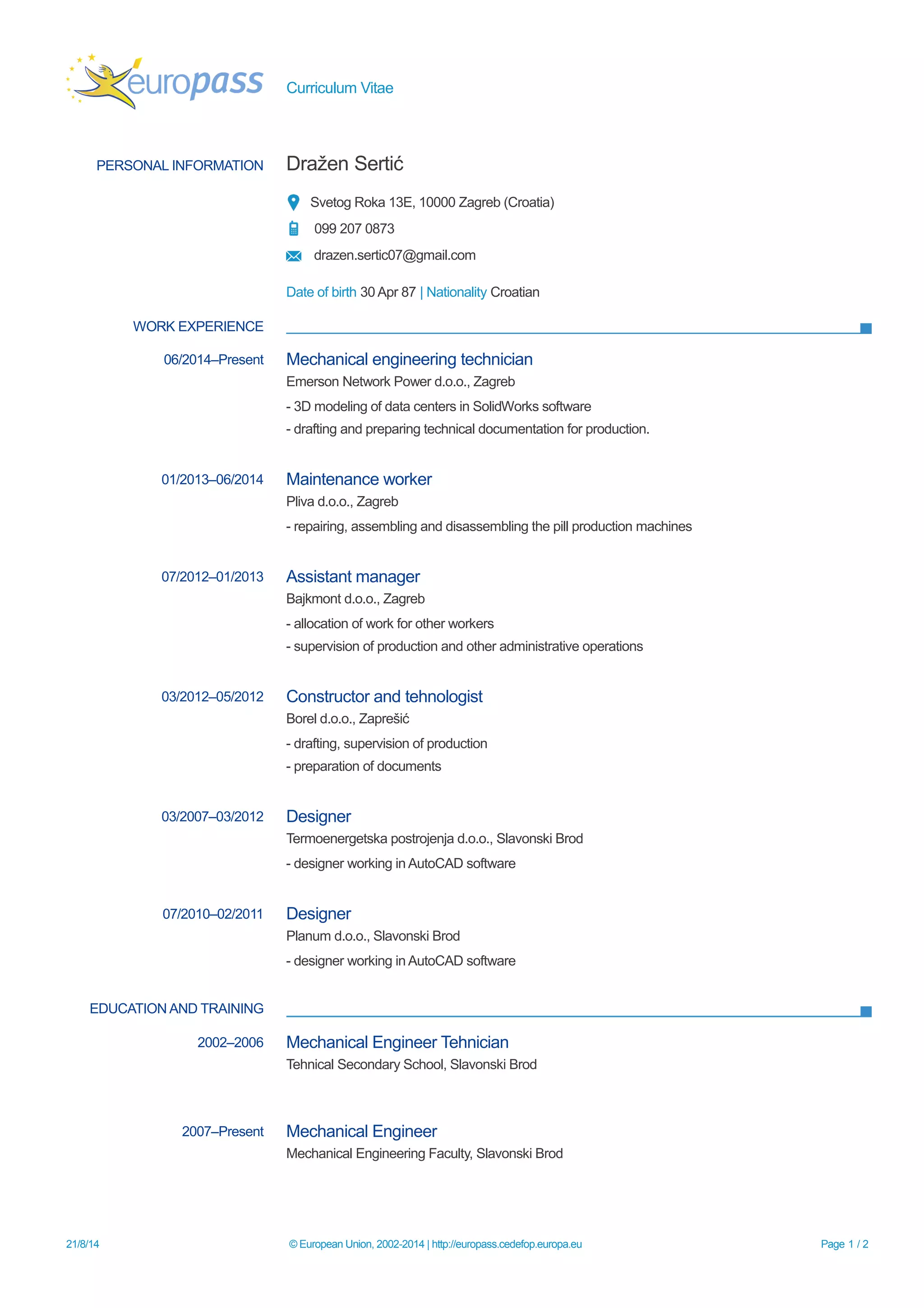 Europass-CV-Dražen | PDF
