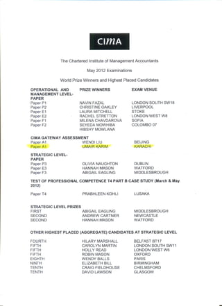 CIMA (Advanced Diploma in Management Accounting) | PDF