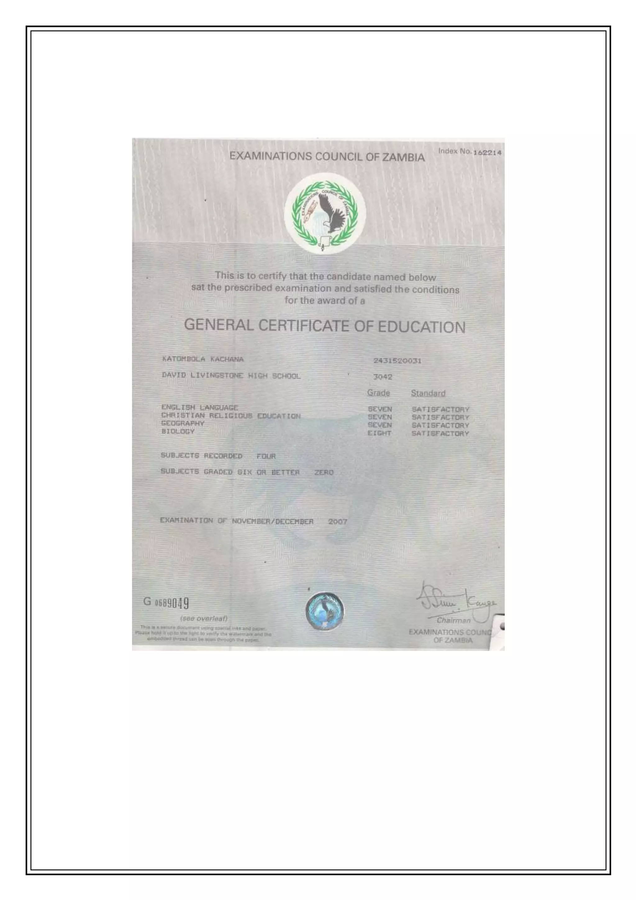 Chacha Katombora CV & Qualifications | PDF