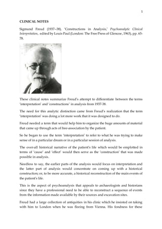 Sigmund Freud on 'Constructions in Analysis' | DOCX