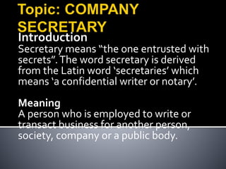 Bba 1 ibo u 4 company secretary& company meetings | PPT