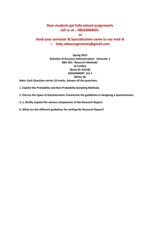 Bba 201 research methods | DOCX