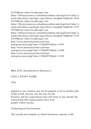 BBA 2010, Introduction to Business 1 Course Learning .docx