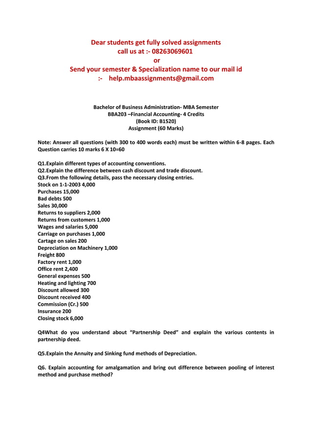 Bba203 –financial accounting | DOCX