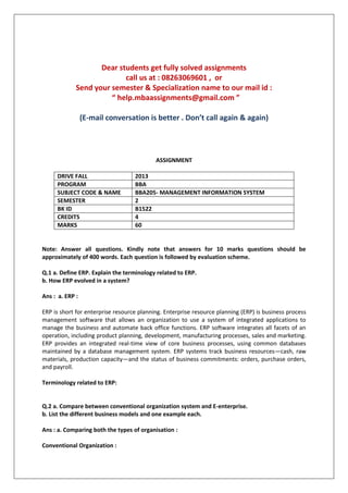 Bba205 management information system | DOCX