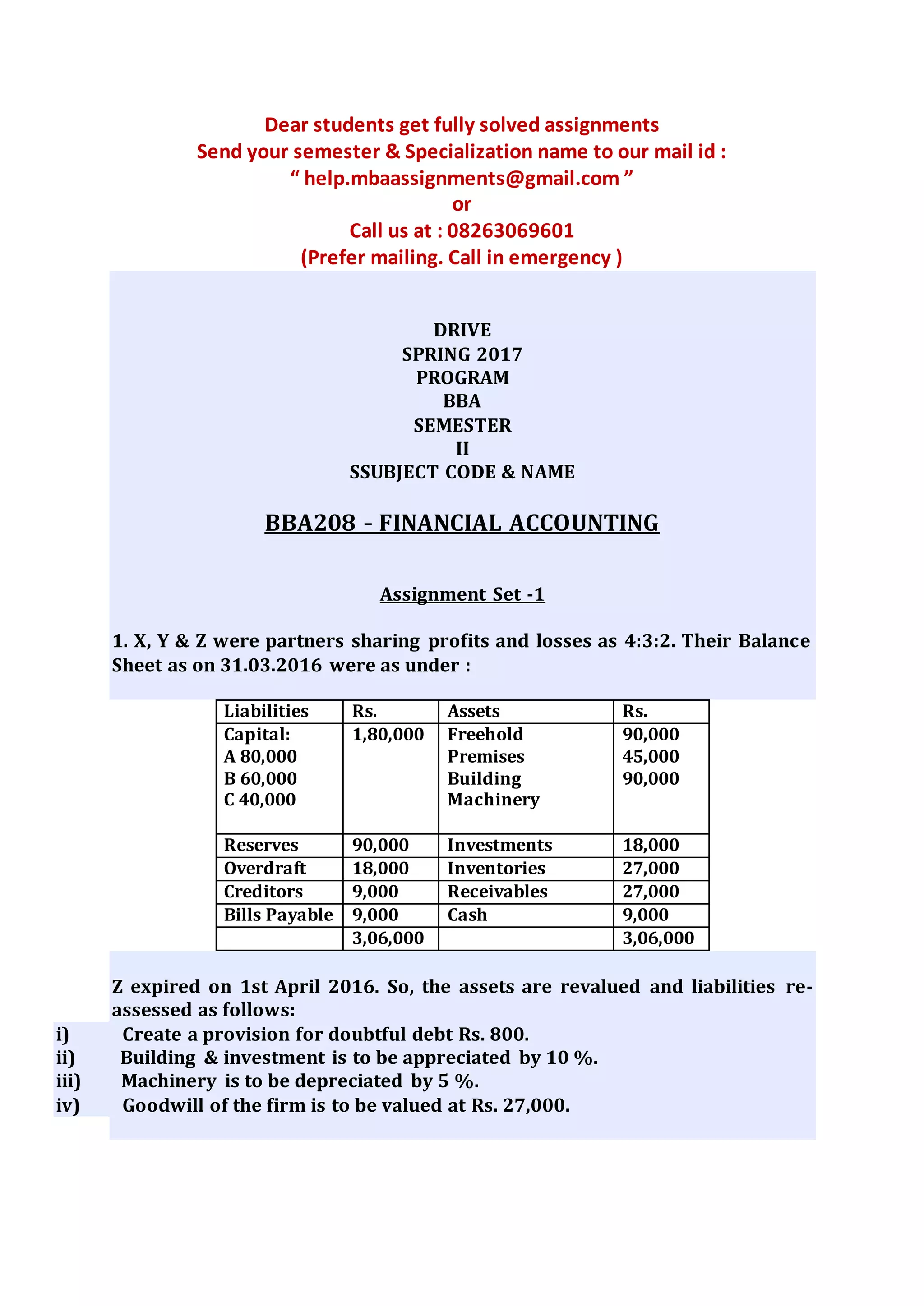 Bba208 financial accounting | DOCX