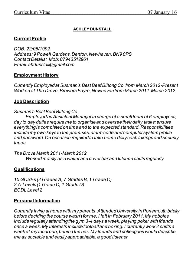Ashley CV 01 | PDF