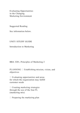 BBA 3201, Principles of Marketing 1 Course Learning Out.docx