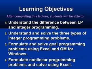 Bba 3274 qm week 10 integer programming | PPT