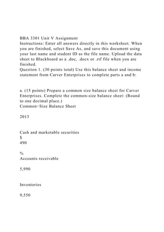 BBA 3301 Unit V AssignmentInstructions Enter all answers dire.docx