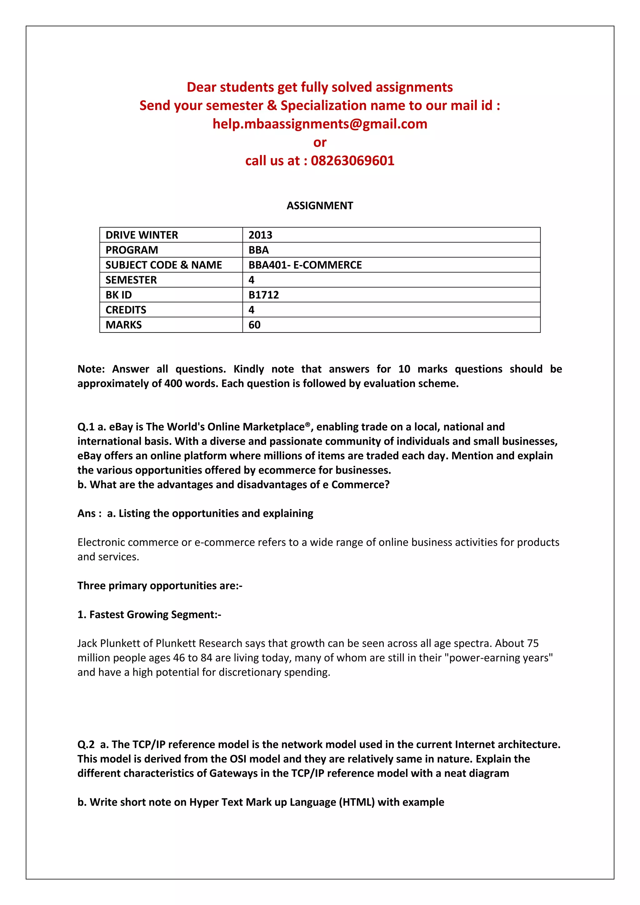 Bba401 e-commerce | PDF