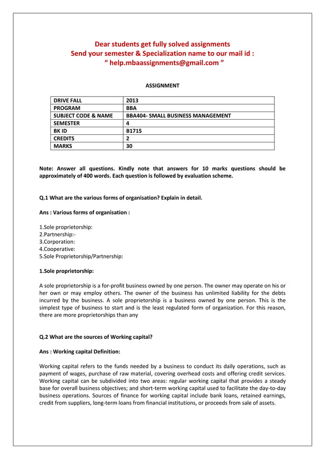 Bba404 small business management | PDF