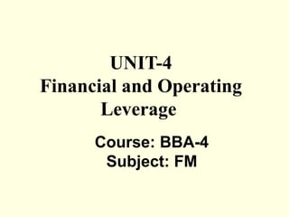 Bba 4 fm u 4 operating and financial leverage | PPT