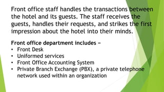 hospitality management Front Desk | PPTX